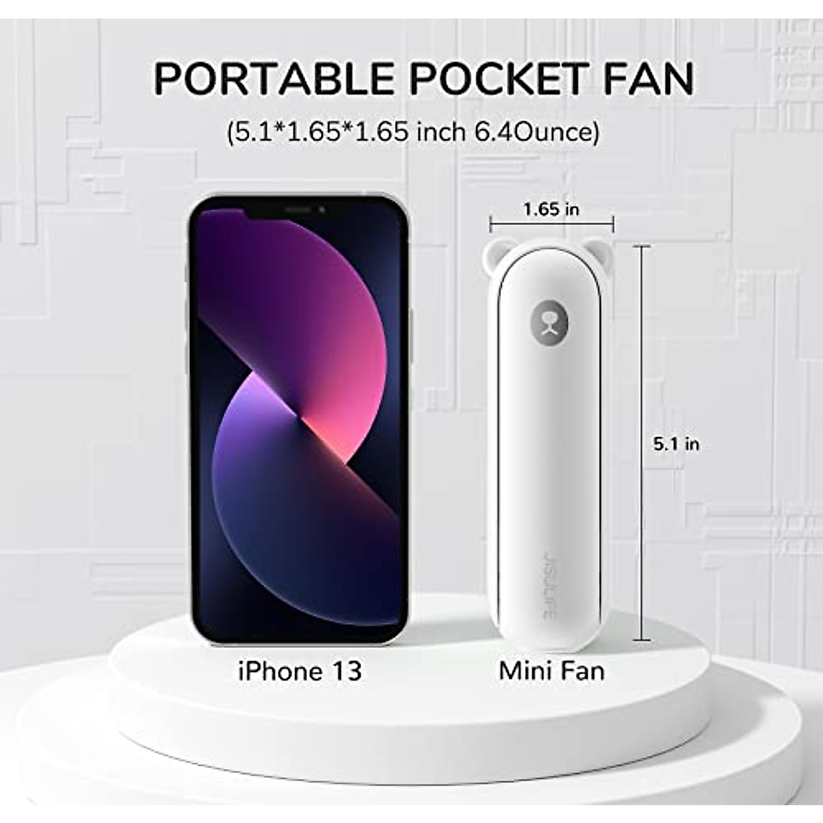 JISULIFE Portable Fan with 4800mAh Powerbank 46 Hours Max Runtime, Battery Powered Portable Pocket Fan or USB Powered Folding Personal Fan, 3 Speeds-White
