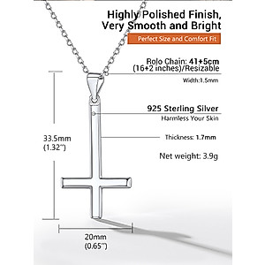 PROSTEEL Inverted Cross Necklace Men Satanic Jewelry Satanism Occult Devil 925 Sterling Silver Upside Down Cross