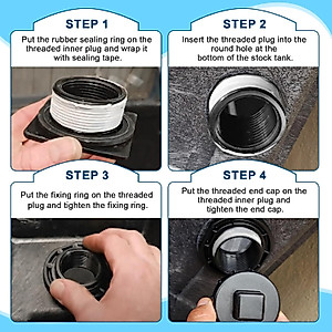 Stock Tank Drain Plug Kit for Rubbermaid Commercial Stock Tank Drain 50/70/100/150/300 Gallon Stock Tank Float Valve Drain Replacement