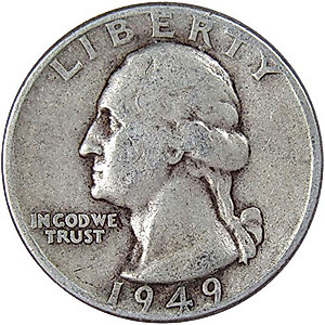 1949 D Washington Quarter F Fine 90% Silver 25c US Coin Collectible