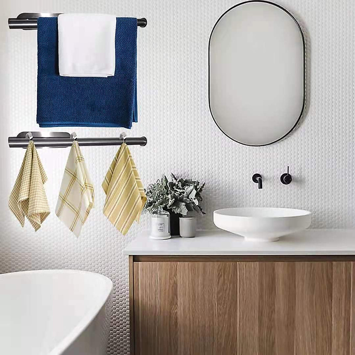 Paper Towel Holder Under Cabinet, 2 pcs Kitchen Wall Mount Stainless Steel Roll Paper Towel Rack