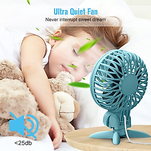 BESKAR Personal USB Desk Fan, CVT Variable Speeds Small Cooling Fan, Strong Wind, Quiet Operation, Adjustable Tilt, Mini Portable Fan for Desktop Office Bed Travel - USB Cord Plug in Powered