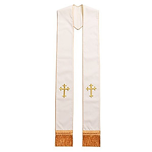 BLESSUME 1PC Clergy Mass Stole Cross Embroidered Wedding Stole