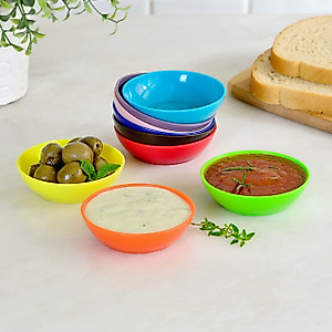 Youngever 9 Pack Plastic Sauce Dishes, Dipping Sauce Bowls, Plastic Dipping Containers (Rainbow Colors)