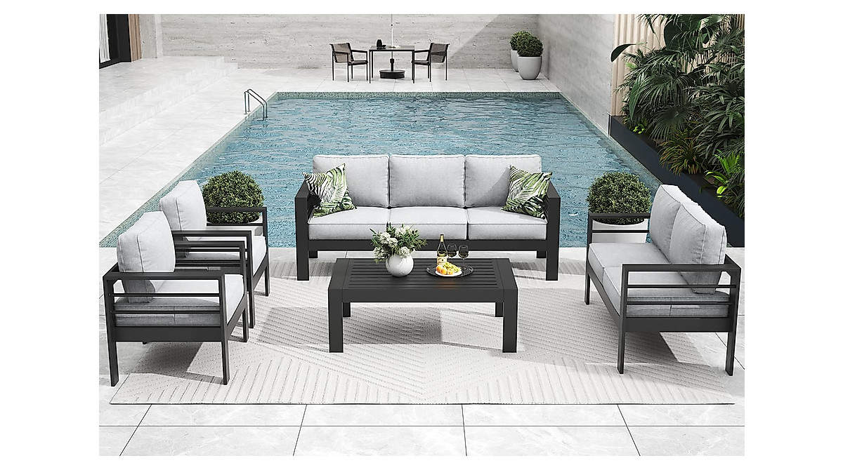 Vakollia 5-Piece Modern Aluminum Patio Furniture Set