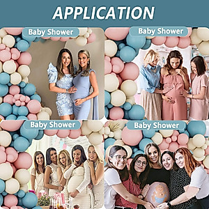 170PCS Boho Baby Shower Gender Reveal Party Decorations Supplies, Different Sizes 18/12/5 inch Boho Gender Reveal Baby Shower Dusty Pink and Blue Sand White Nude Balloons Balloon Garland Arch Kit
