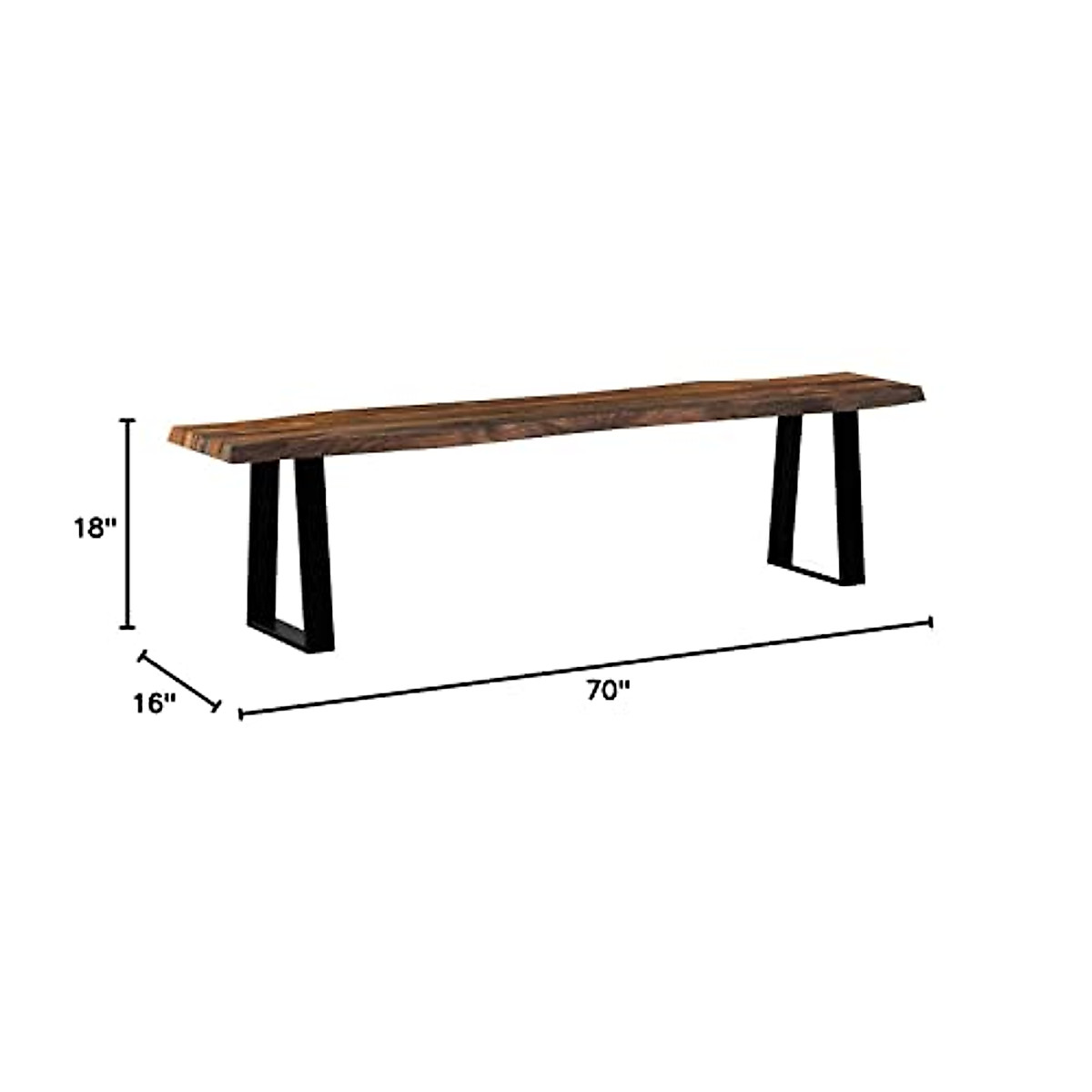 Jamestown Live Edge Dining Bench Grey and Black