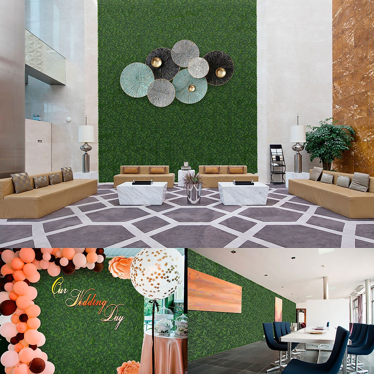 A & R 12 PCS 20"x20" Artificial Grass Wall - UV Protected Boxwood Hedge Wall Panels - Suits for All Decorations