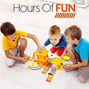 Toysical Construction Playset - Complete Parking Garage Toy Playset with Vehicles, Helicopter, Mini Figures, Road Setup Construction Toys for Boys and Girls - Boys Toys Age 4-6