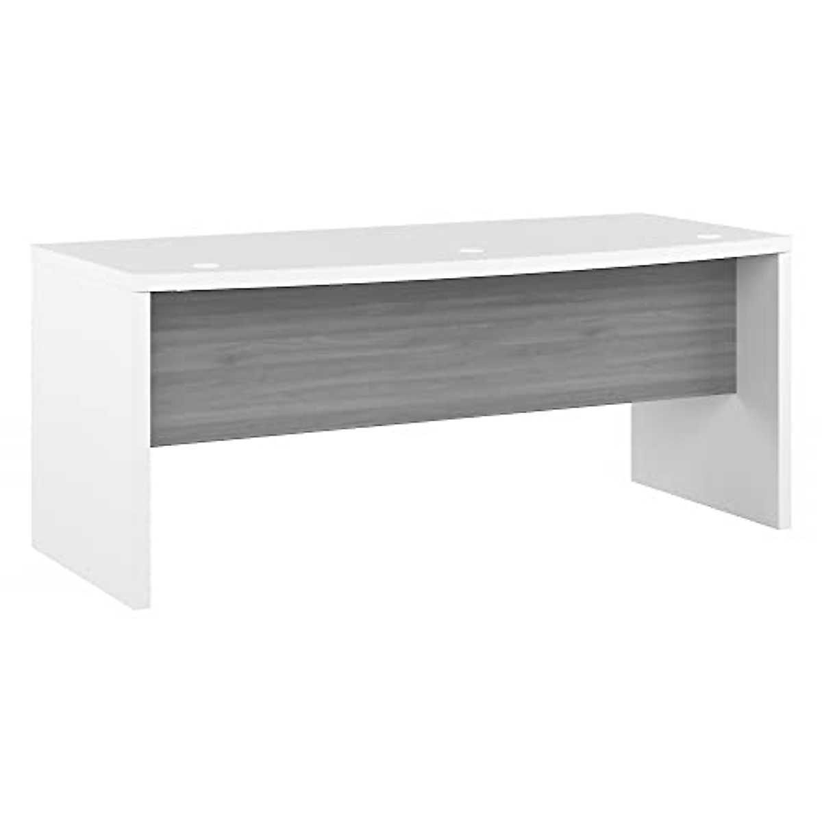 Bush Business Furniture Echo Bow Front Desk, Pure White and Shiplap Gray