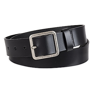 Levi's Women's Casual Square Center Bar Buckle Belt, Black Elevated, Medium