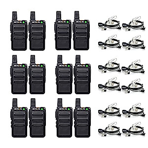 Case of 12, Retevis RT19 Walkie Talkies with Earpiece, Mini Two Way Radio Rechargeable,0.7 Inches Thick, Metal Clip, for Adults Commercial Restaurant Healthcare