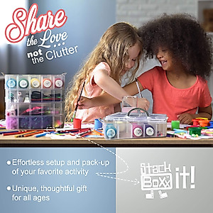 Stack Boxx Stackable Organizer and Storage Container (Pink) +Free Case | Be Clutter-Free, Be Happy! 5 Layers w/Handle -Perfect Solution for Kids Toys, Art Crafts, Jewelry, School & Office Supplies