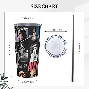 LAZHANG Amy Music Winehouse Stainless Steel Insulated Car Sippy Cup With Lid Travel Mug for Cold Hot 20 oz
