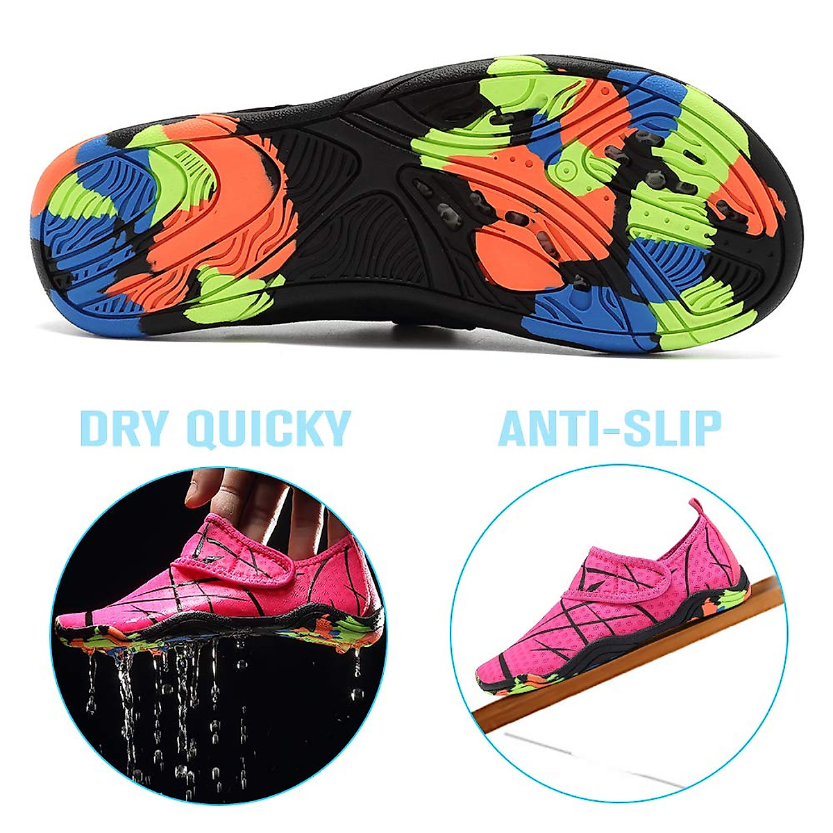 Boys & Girls Water Shoes Kids Lightweight Comfort Sole Easy Walking Athletic Slip on Aqua Sock(Toddler/Little Kid/Big Kid) U1ELJSX003-Pink-31