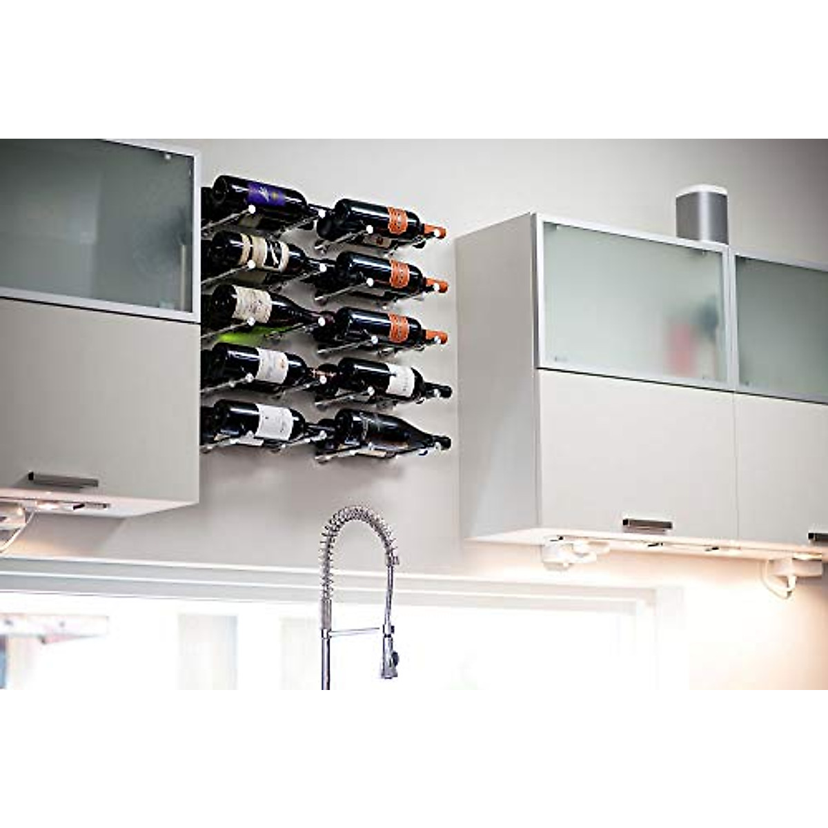 VintageView Vino Series-Vino Pins 12 Bottle Wall Mounted Wine Bottle Rack (Anodized Black) Stylish Modern Wine Storage with Label Forward Design