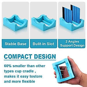 Silicone Cup Cradle for Tumbler Crafting Tumbler Holder with Built-in Slot and Felt Edge Scraper 2 Angle Supports Anti Skidding Tumbler Cradle for Cups and Bottles (Blue)