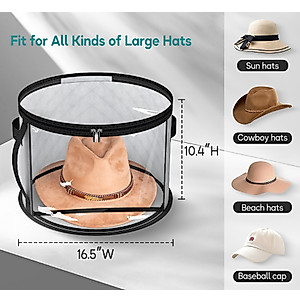 AOODA Oversized Clear Hat Storage Bag for Women, Holds up to 7 Caps Cowboy Hat Organizer for Closet, Wide Brims Hat Case with Carrying Handles (Grey)