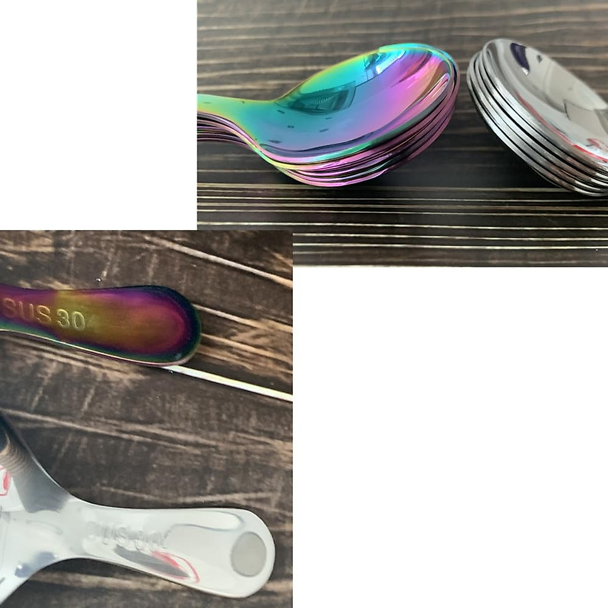 4pcs 304 Stainless Steel Spoon, Short Handle Spoon, Cute Dessert Ice Cream Spoon, Titanium Plated Tea Coffee Round Spoon,Milk Powder Condiments Spoon (Silver)