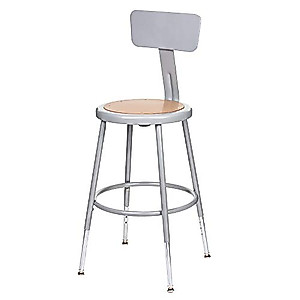 OEF Furnishings (2 Pack) Height Adjustable Grey Shop Stool with Backrest, 18-27" High