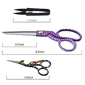 Long Ying Professional 8.5 Inch Sewing scissor Multi-Purpose Heavy Duty Tailor Scissors, stainless steel Printed Handle, for Fabric Cardboard Leather