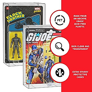 EVORETRO Action Figure Protective Display Case for 3.75 inches Star Wars, Marvel Legends & GI Joe Carded Toy Figurine - 10 Pack - Clear Thick PET Plastic Case Protector - Shallow, 30MM