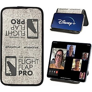 Flight Flap Airplane Phone Holder, Flexible Tablet and Cell Phone Holder, Folding Cellphone Stand for Desk, Bed, Office, Treadmill - Airplane Accessories Long Flight Travel - Plane Essentials (Pro)