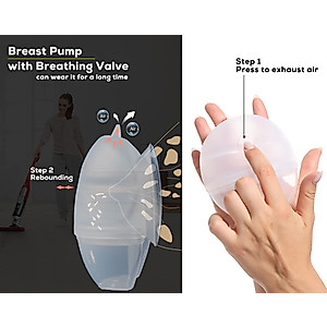 Wearable Manual Breast Pump︱2oz Milk Catcher︱Hands Free︱Easy to Wash︱Nature Suction︱No Milk Leakage︱Duckbill Suction Piece︱Comfortable for Long Wear︱Air Valve︱Use with Wearable Electric Pump (2Pcs)