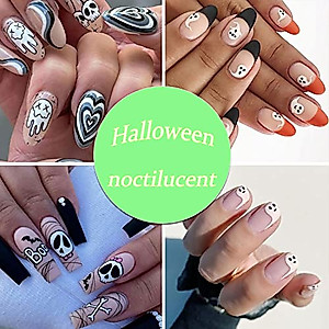 4 Sheets Halloween Nail Art Stickers Decals Luminous Halloween Nail Stickers Halloween Nail Decorations Accessories Cute Ghost Spider Web Halloween Black White Glowing in The Dark Nail Designs