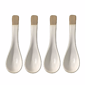 123Arts 4pcs Ceramic Japanese Retro Soup Spoons Dessert Spoons