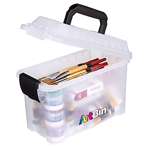 ArtBin 6815AG Mini Sidekick Carrying Case, Portable Art & Craft Organizer with Handle, [1] Plastic Storage Case, Clear