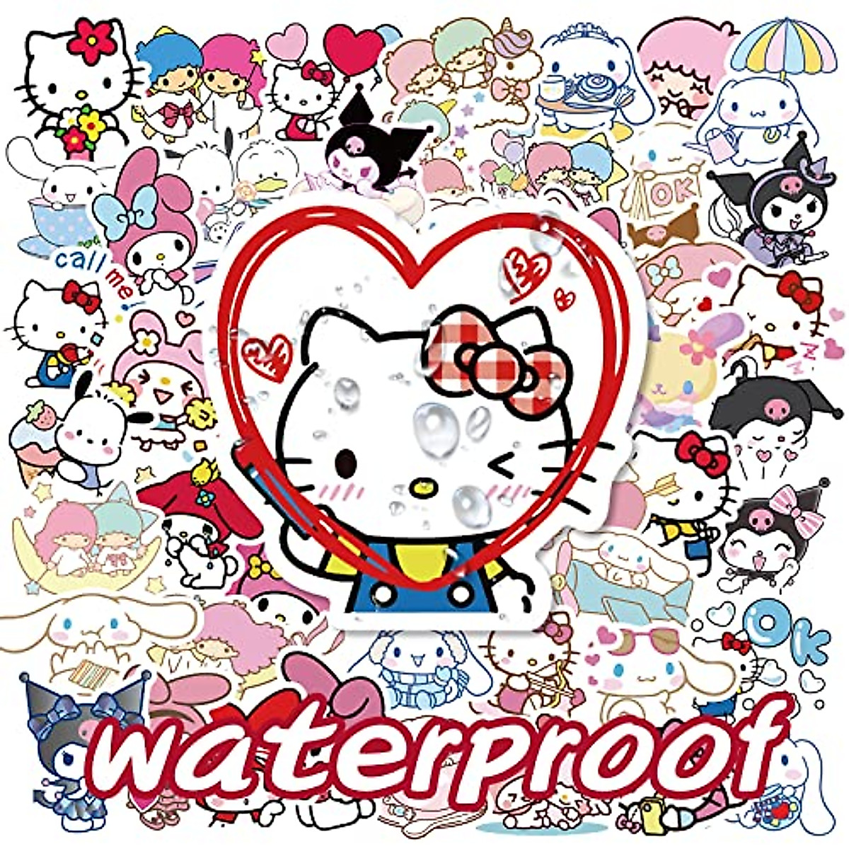 Kawaii Stickers 100pcs Cute Kawaii Stickers, Cute Japanese Anime Stickers for Kids Teen Girls Adult Laptop Guitar Suitcase Skateboard Waterproof Stickers (100pcs Cute)