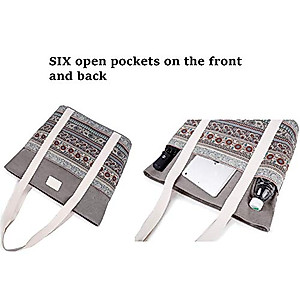 Wxnow Canvas Boho Tote Bag Top Handle for Women Shoulder Hobo Purse Beach Handbags School Word Travel Shopping Pack B-Light Grey