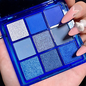 AMY'S DIARY Blue Eyeshadow Palette Glitter Eye shadow Makeup,Navy Blue Eyeshadow Shiny Sparkle Shimmer Glitter blue Eyeshadow Waterproof Pallete,royal blue Glitter Blue Eye Eyeshadow Make Up
