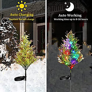 Xugenxes 2Pcs Solar Garden Christmas Tree Stake Lights,Solar Power Decoration Light Outdoor Waterproof,Xmas Pathway LED Stake Lights for Patio Yard Deck Walkway Solar Christmas Decor