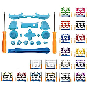 Full Set Buttons ABXY RB LB Bumper RT LT Trigger Buttons Mod Kit with T6 T8 Screwdriver for Microsoft Xbox One S Slim Controller (Chrome Pink)