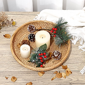 Hipiwe Round Key Basket Bowl for Entryway Table, 11.8" Large Rattan Basket Tray Decorative Ottoman Trays Centerpiece Tray for Coffee Table, Hand-Woven Fruit Basket Wicker Serving Tray