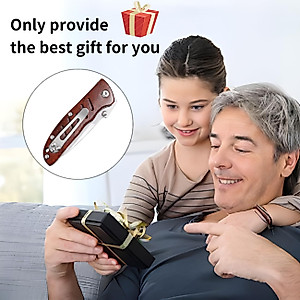 Vickay Pocket Knife for Men, Folding Knives 8Cr13MoV 2.95" Steel Blade, Wood Handle, Line Lock Knife with Clip, EDC Knife Ideal for Outdoor Camping, Fishing, Hunting, Tactical Gift (Brown)