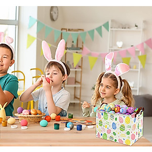 DDBASKET Easter Basket for Kids Gift Easter Basket Empty Baby Easter Basket for Boys and Girls Rectangular Toy Storage Basket Organizer Bin Box Cute Easter Egg room Decor for Home(Easter Basket)