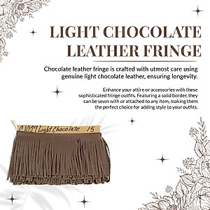 HHH Design Light Chocolate Leather Fringe | Leather Fringes are Designed for A Customizable Fit | Fringe Embellishment for Purses, Jackets or Other Accessories | Leather Fringe Outfits for Women