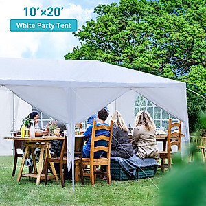 10'x20' Outdoor Party Tent, Large Wedding Birthday Tents for Parties, White Canopy Tent with 6 Removable Sidewalls & Transparent Windows, Outside Gazebo Event Tent for Garden, Patio and Backyard