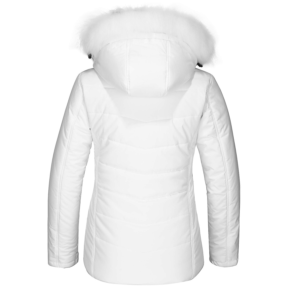 Skieer Women's Snow Jacket Hooded Soft Insulated Winter Ski Snowboard Coat(White,X-Large)