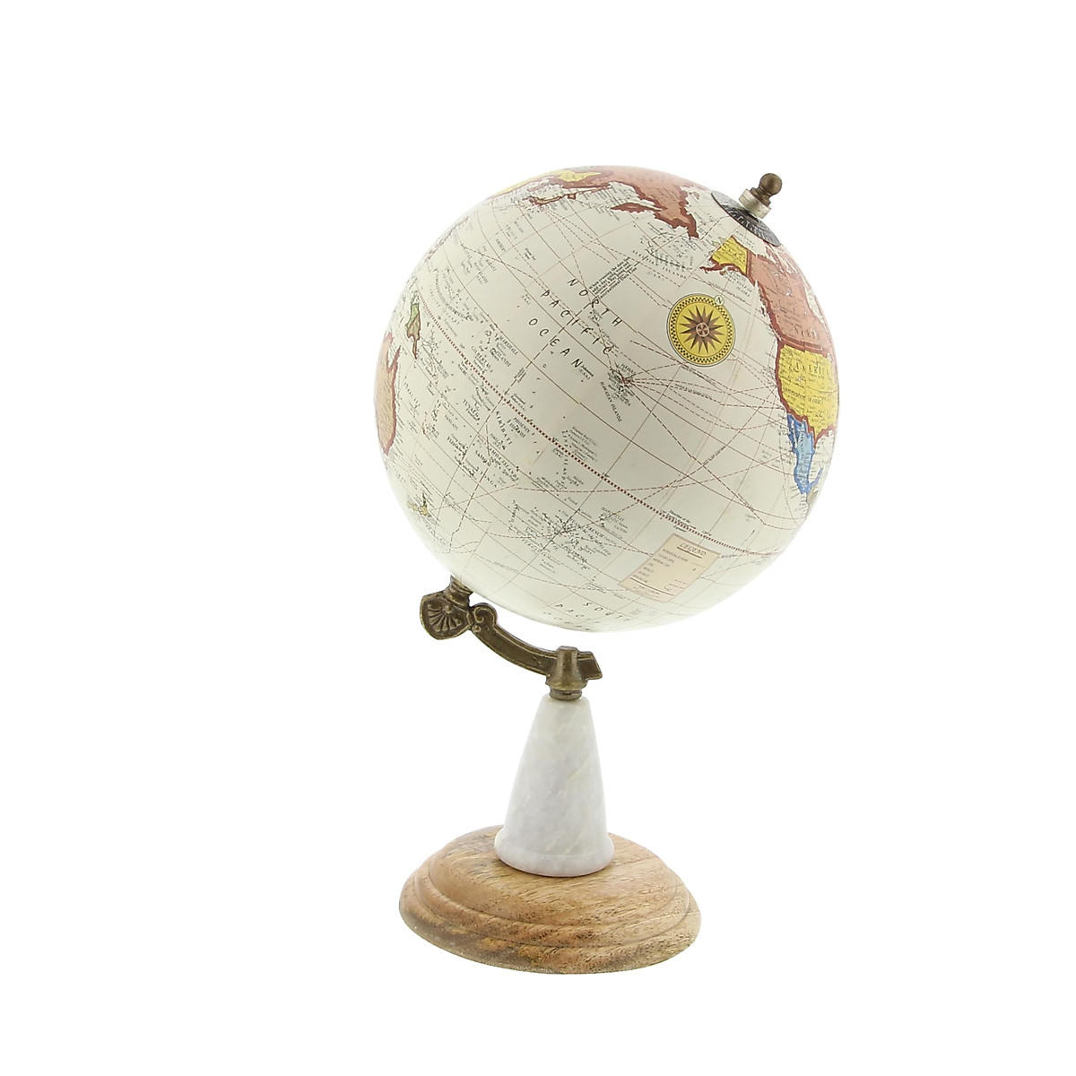 Deco 79 Mango Wood Globe, 8" x 8" x 14", White