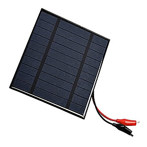 Heyiarbeit 1 Piece 5V 2.5W Mini polysilicon epoxy Resin DIY Solar Panel Module 130mm x 150mm/5.12" x 5.91" with Alligator Clip Port for Current Output