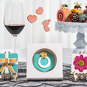 RomanticBaking 50 Pack Single Cookies Boxes 4 3/8" x 4 3/8" x 1 1/5" Bakery Boxes for Wedding Favors Party