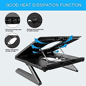 naspaluro Foldable Laptop Stand, Portable Adjustable Ventilated Notebook Stand with Foldable Legs & Phone Holders, Space-Saving Desktop Riser for Notebooks,Tablets,e Readers, Smart Phones and Books