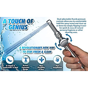 RinseWorks - Aquaus 360 HandHeld Bidet sprayer for Toilet - NSF cUPC Certified for Legal Installation - 2 BackFlows - Dual Pressure Controls – 3” to 11” Spray reach - 3 Year Warranty (Polymer Sprayer)