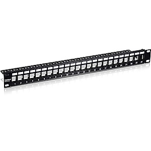 TRENDnet 24-Port Blank Keystone Shielded 1U Patch Panel, 1U 19" Rackmount Housing, Protects Against EMI/RFI Noise, Recommended with TC-K06C6A Cat6A Keystone Jacks (Sold Separately), Black, TC-KP24S