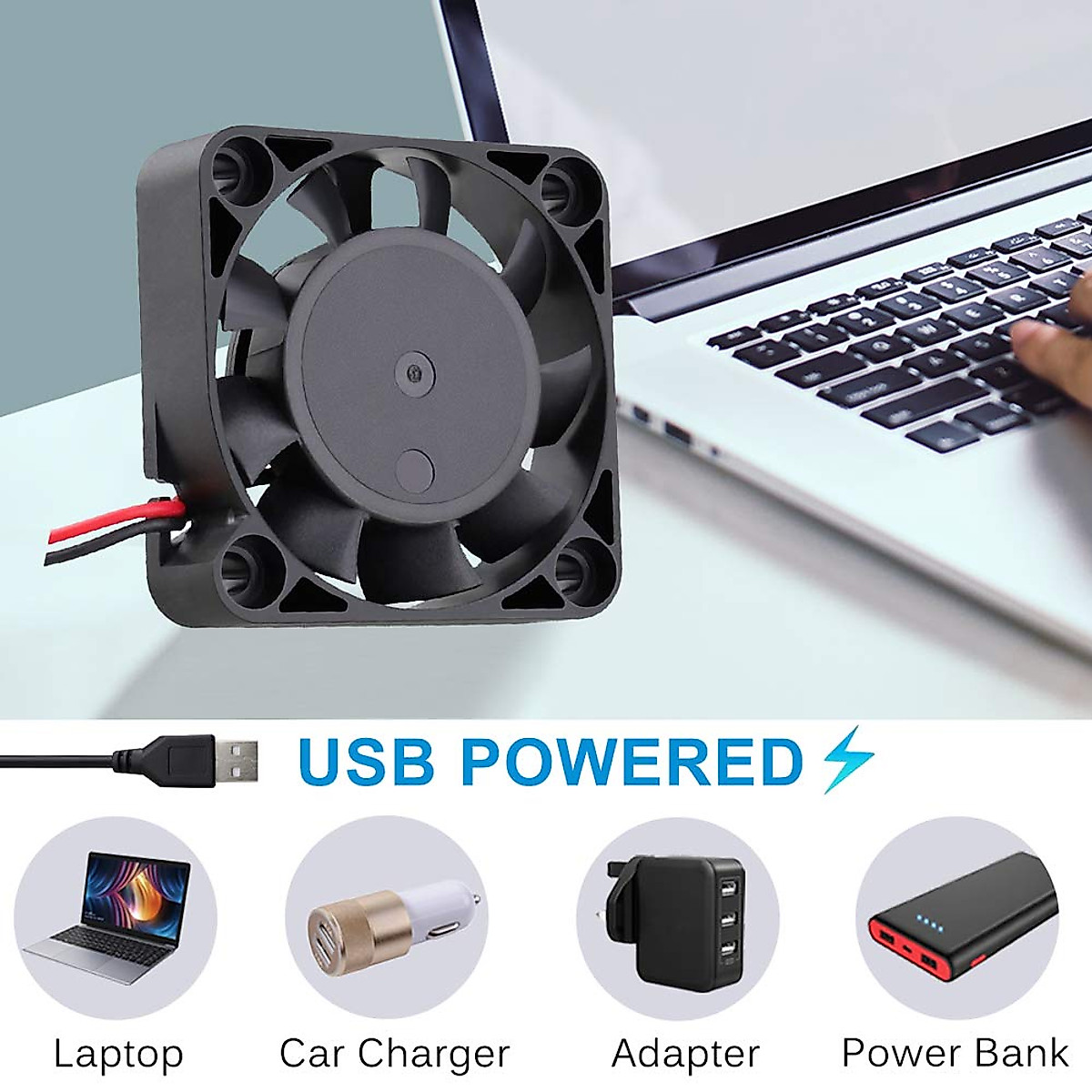 GDSTME 40mm USB Fan for VR Gear, Aquarium, Roku, Router, Raspberry Pi, Cosplay, Helmet Cooling Ventilation