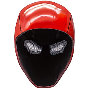 XSQUD Red Mask Hood Helmet Durable Adult Cosplay Halloween Costume Prop Party Accessory (RH helmet)